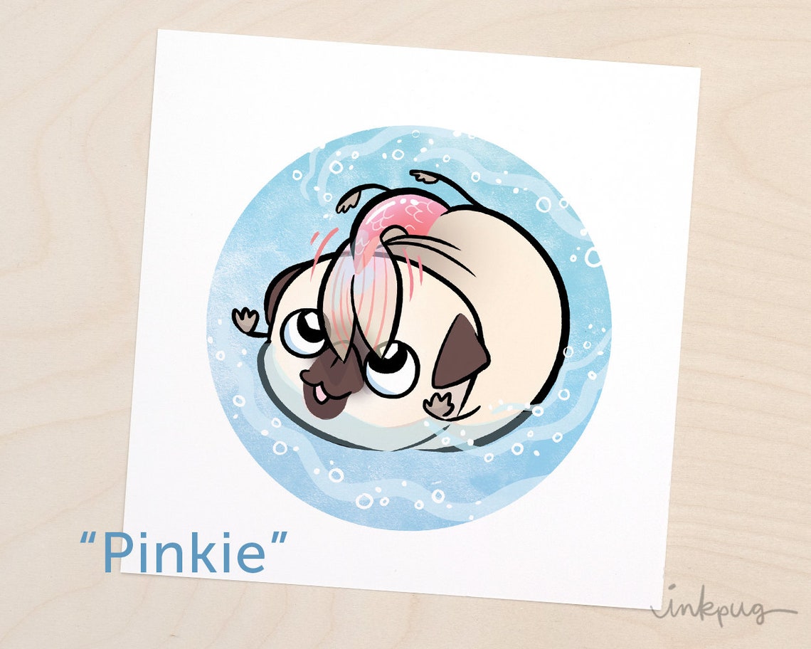 Merpugs Pug Art Prints Mermaid Pugs Ocean Pugs Summer | Etsy