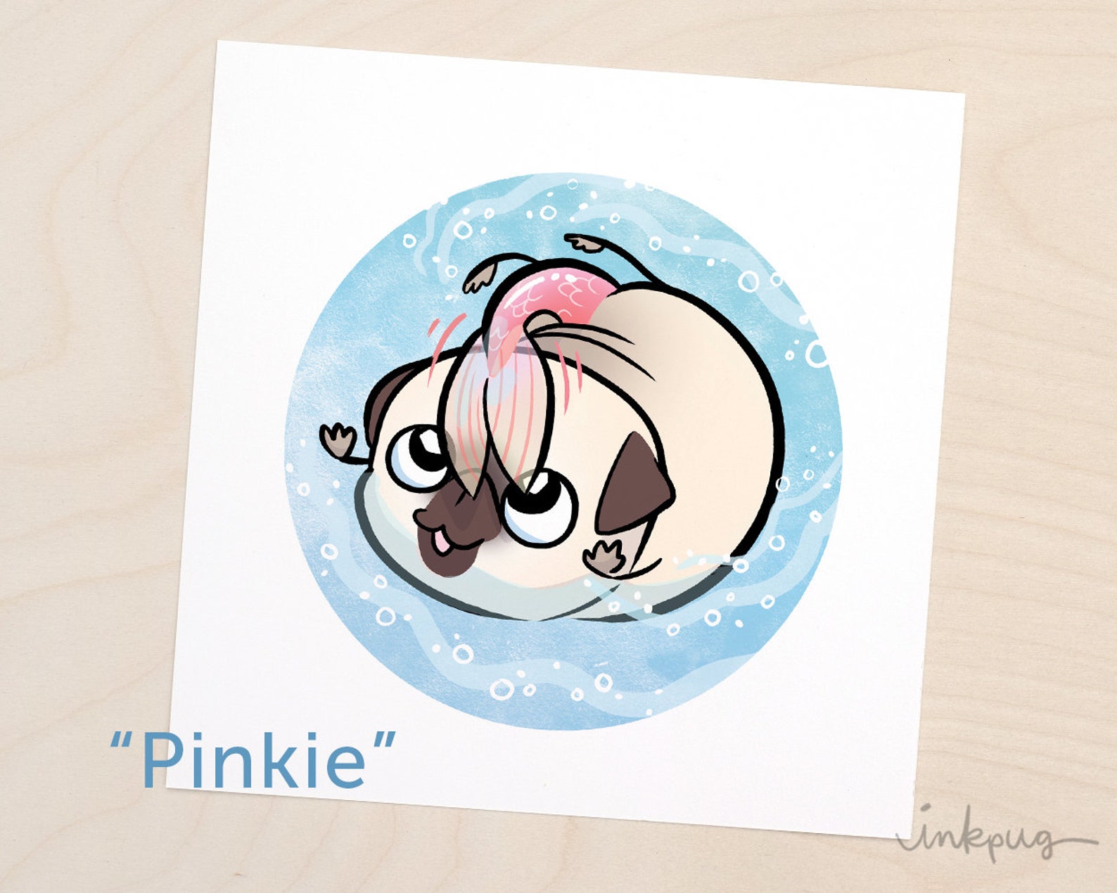 Merpugs Pug Art Prints Mermaid Pugs Ocean Pugs Summer | Etsy