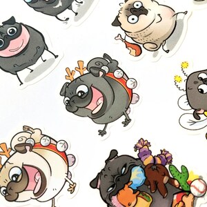 Pugmojis #1 Pug Stickers - Fawn or Black Pug Stickers, Planner Stickers ...