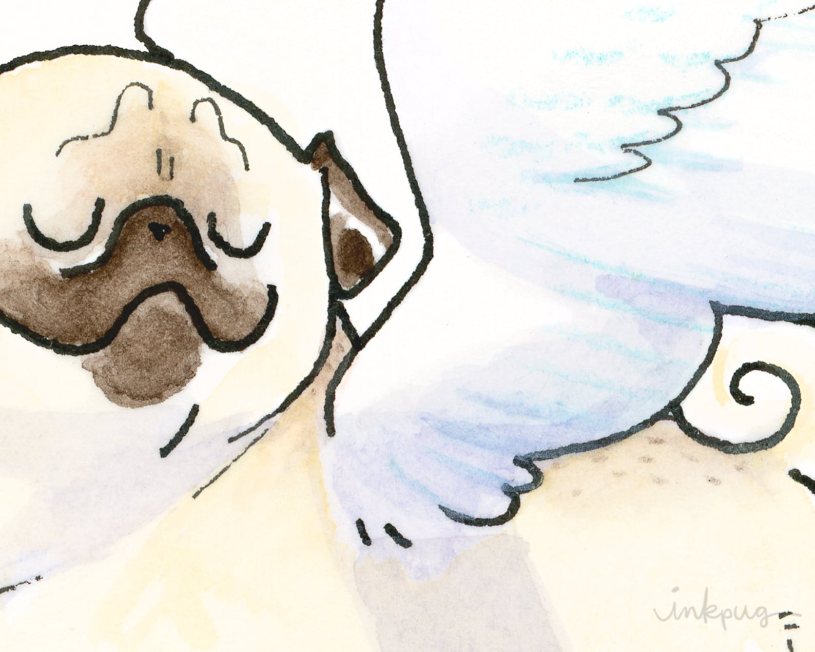 Angel Wings Pug Art Print Pug Angel Art Fawn Pug Memorial - Etsy