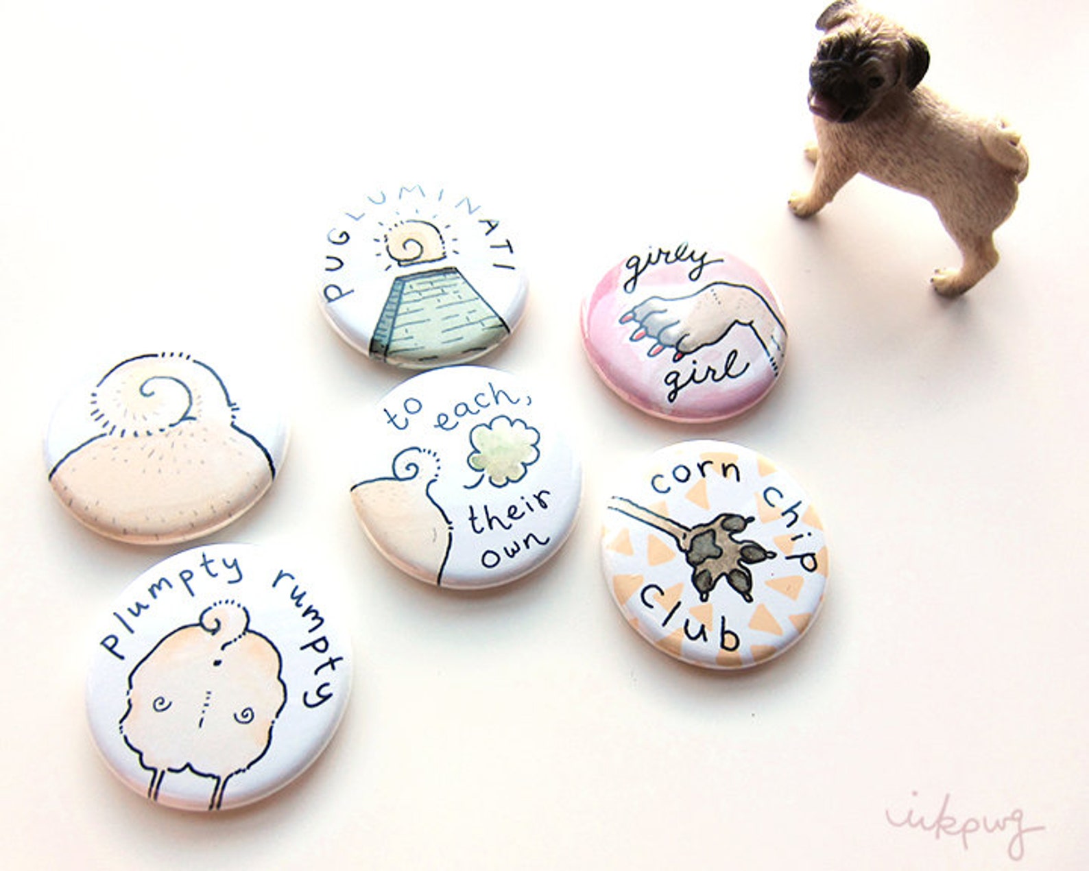 Pug Stuff Magnets or Pins Funny Pug Magnets Cute Pug Pins | Etsy