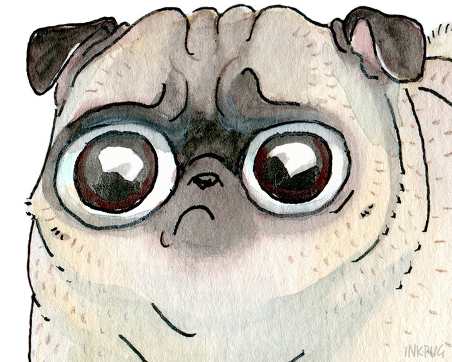 Pee Pilates Peeing Pug Art Print - Funny Pug Print, Pug Bathroom Art ...