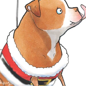 Merry Kissmas Pitbull Art Print - Funny Pit Bull Art, Cute Pitbull ...
