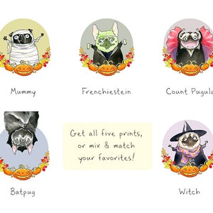 Halloween Pugs Prints - Pug Halloween Decorations, Halloween Wall Art ...