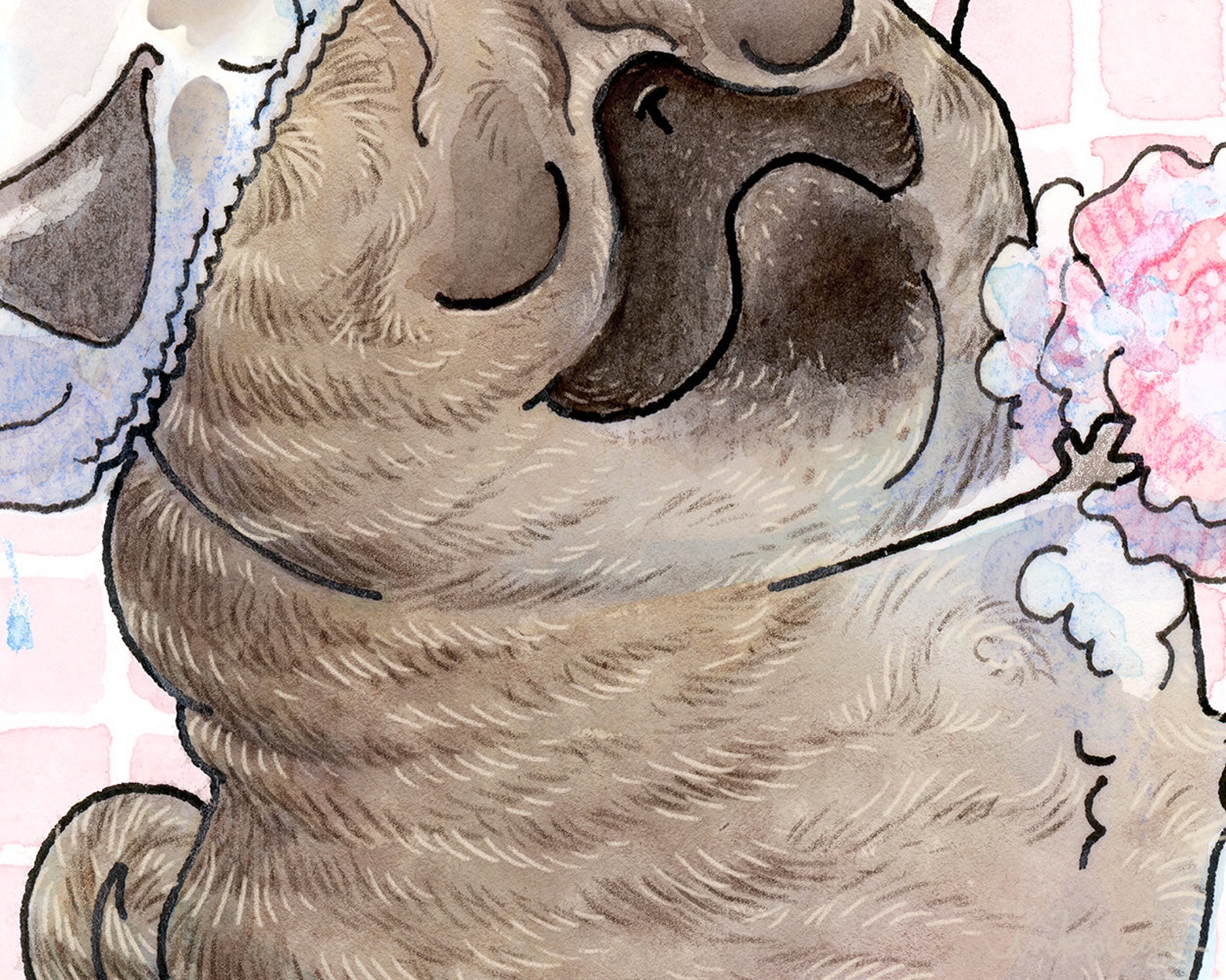 Brindle Bath Pugs: Loofah - Brindle Pug Art, Brindle Pug Bathroom Decor ...