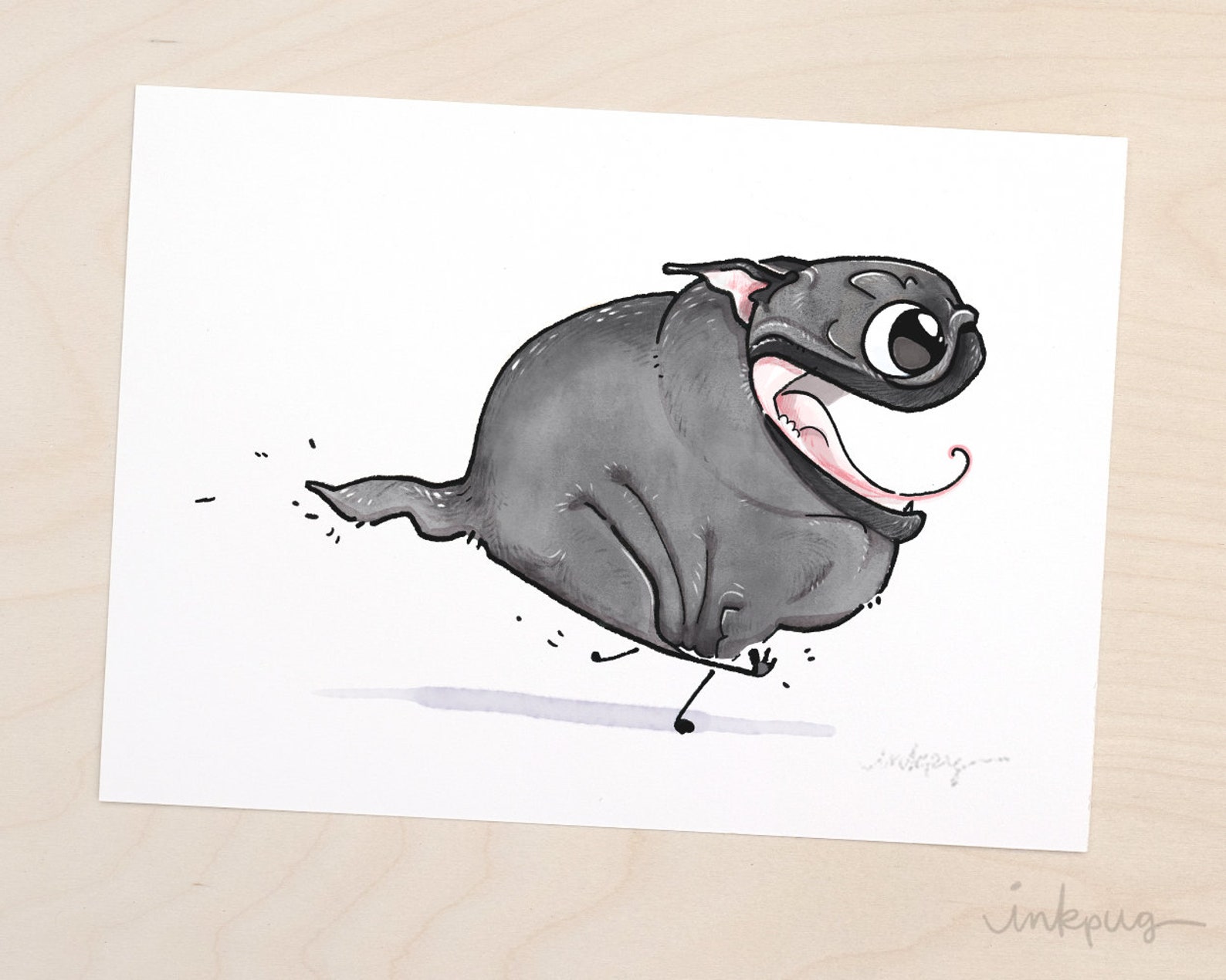 Zoomies Pug Art Print - Cute Pug Art, Zoomie Pug Print, Funny Pug Decor ...