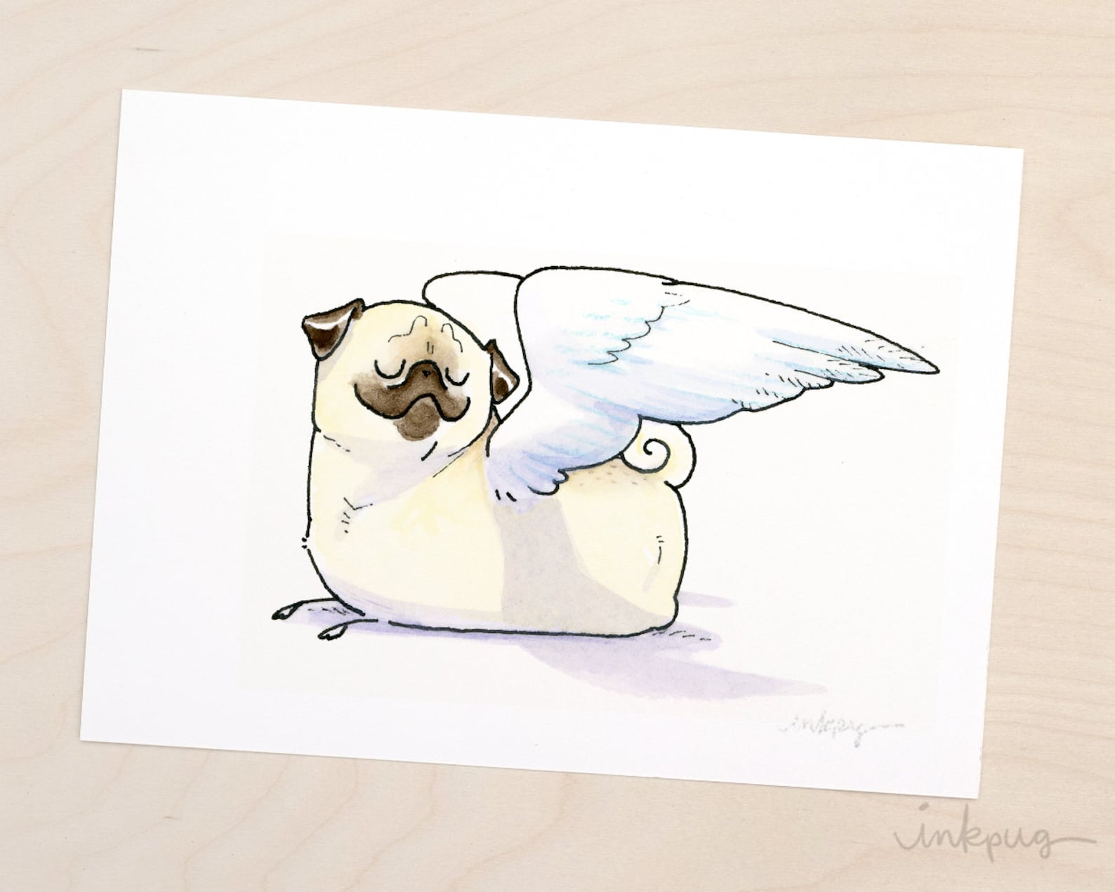 Angel Wings Pug Art Print Pug Angel Art Fawn Pug Memorial - Etsy