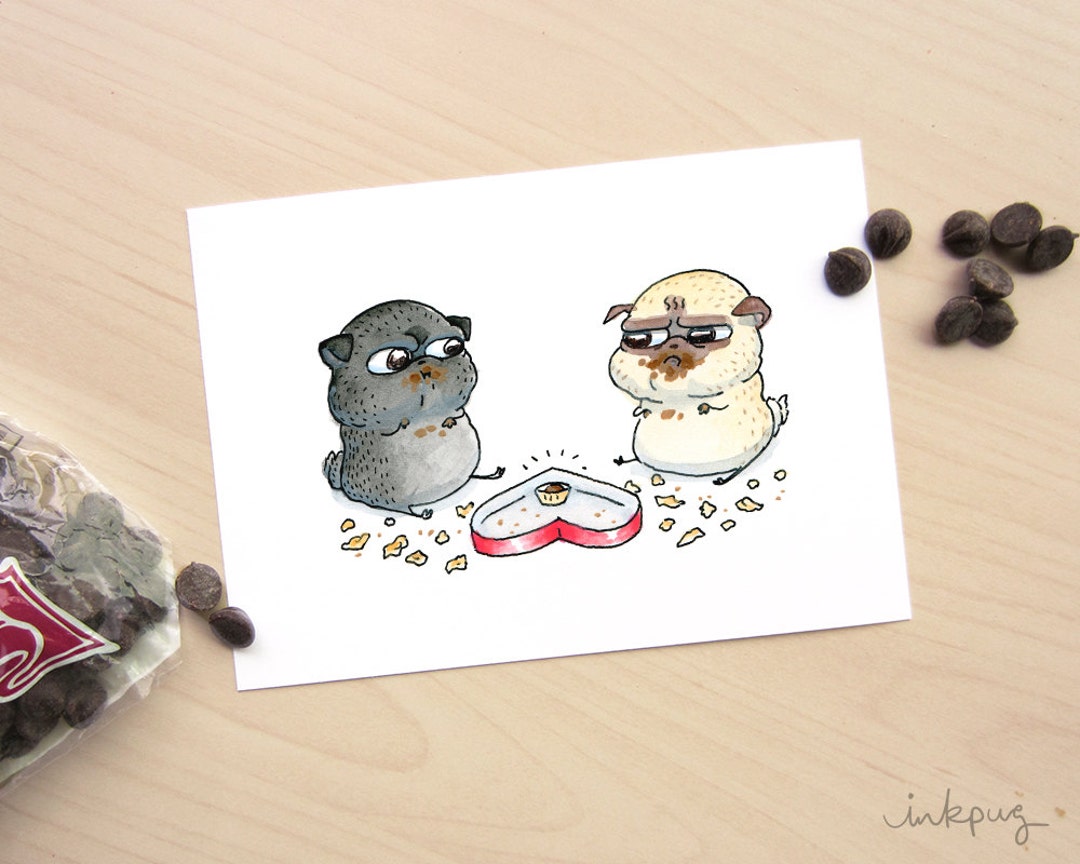 Standoff at Walnut Caramel Chew Pug Art - Chocolate and Pugs Love Art ...