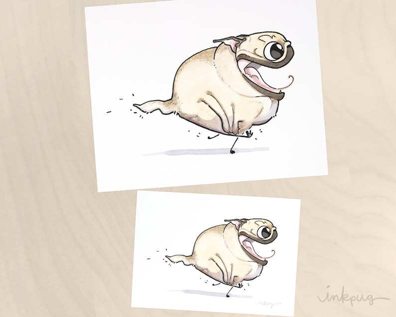 Zoomies Pug Art Print - Cute Pug Art, Zoomie Pug Print, Funny Pug Decor ...