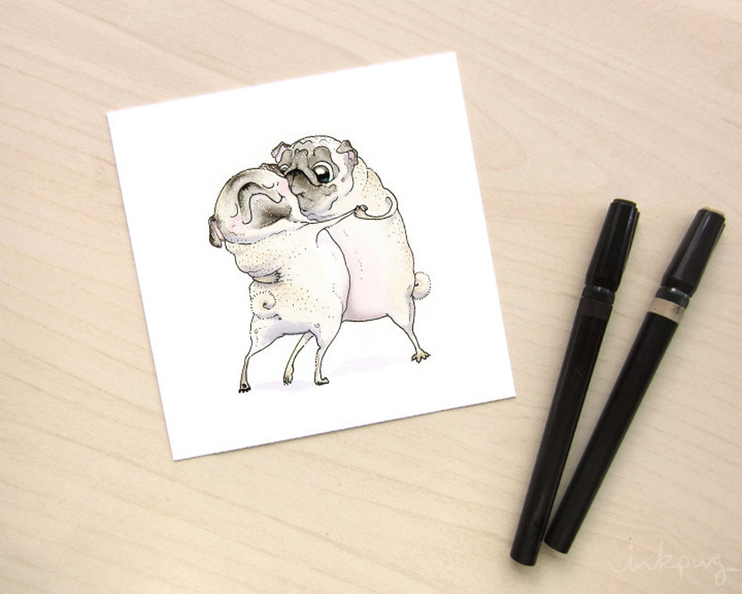 Old Love Pug Art Print - Pug Love Artwork, Square Art Print, Love Print ...