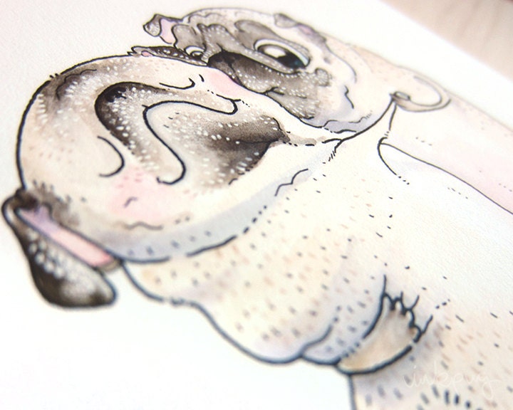 Old Love Pug Art Print Pug Love Artwork Square Art Print | Etsy