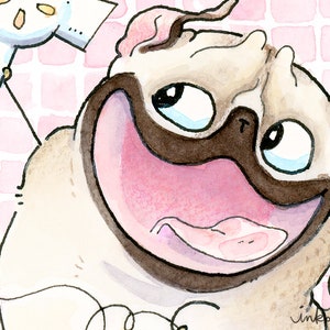 Bath Pugs: Singer - Cute Shower Pug Art Print for Bathroom Decor, Funny ...