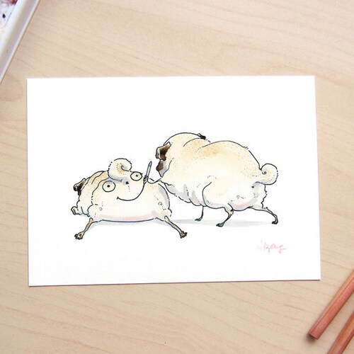 SMILE Funny Pug Art Print Pug Butt Art Dog Butts Cute Pug - Etsy