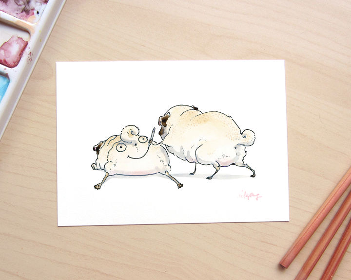 SMILE Funny Pug Art Print, Pug Butt Art, Dog Butts, Cute Pug ...