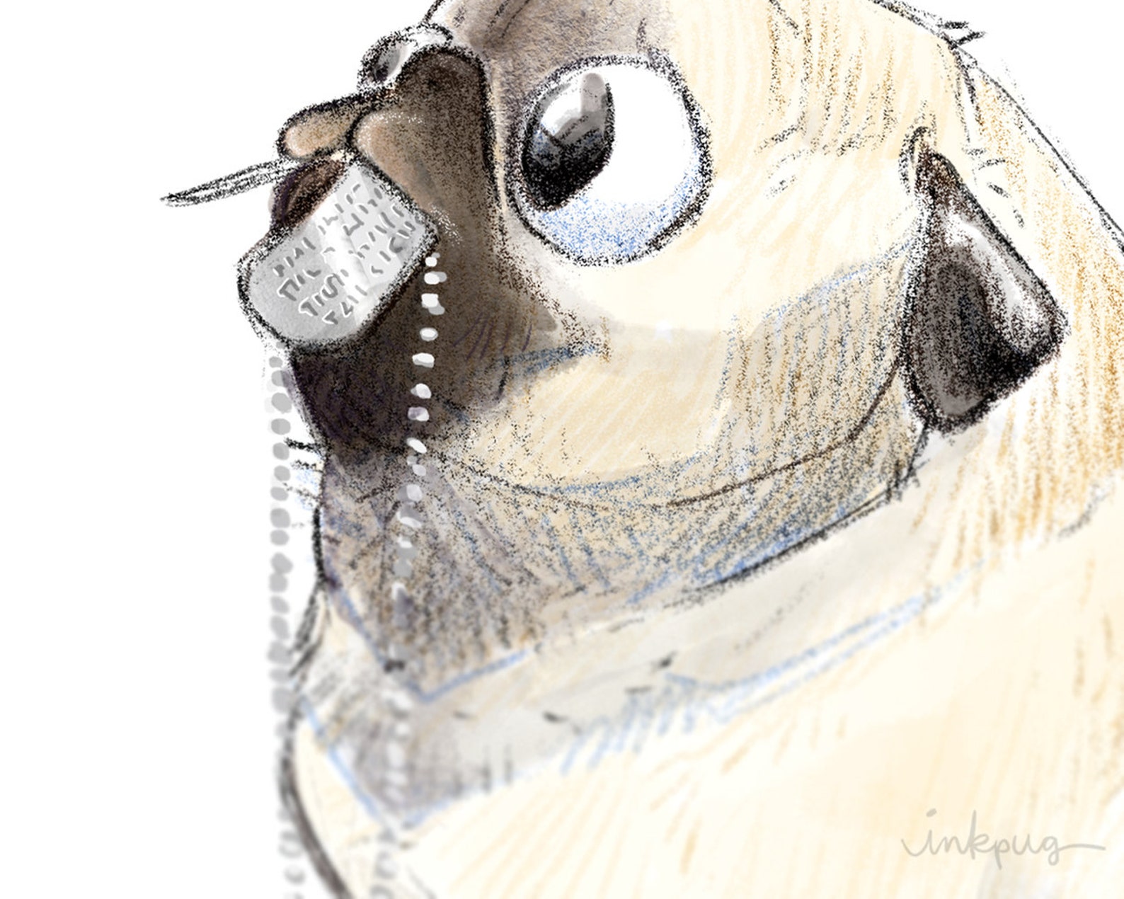 Dog Tags Pug Art Print Veteran Memorial Pug Memorial Day - Etsy