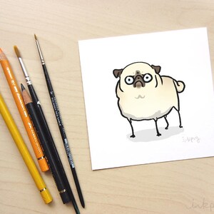 Angry Pug Art Print - Funny Art Print, Funny Pug Gift, Black Pug ...