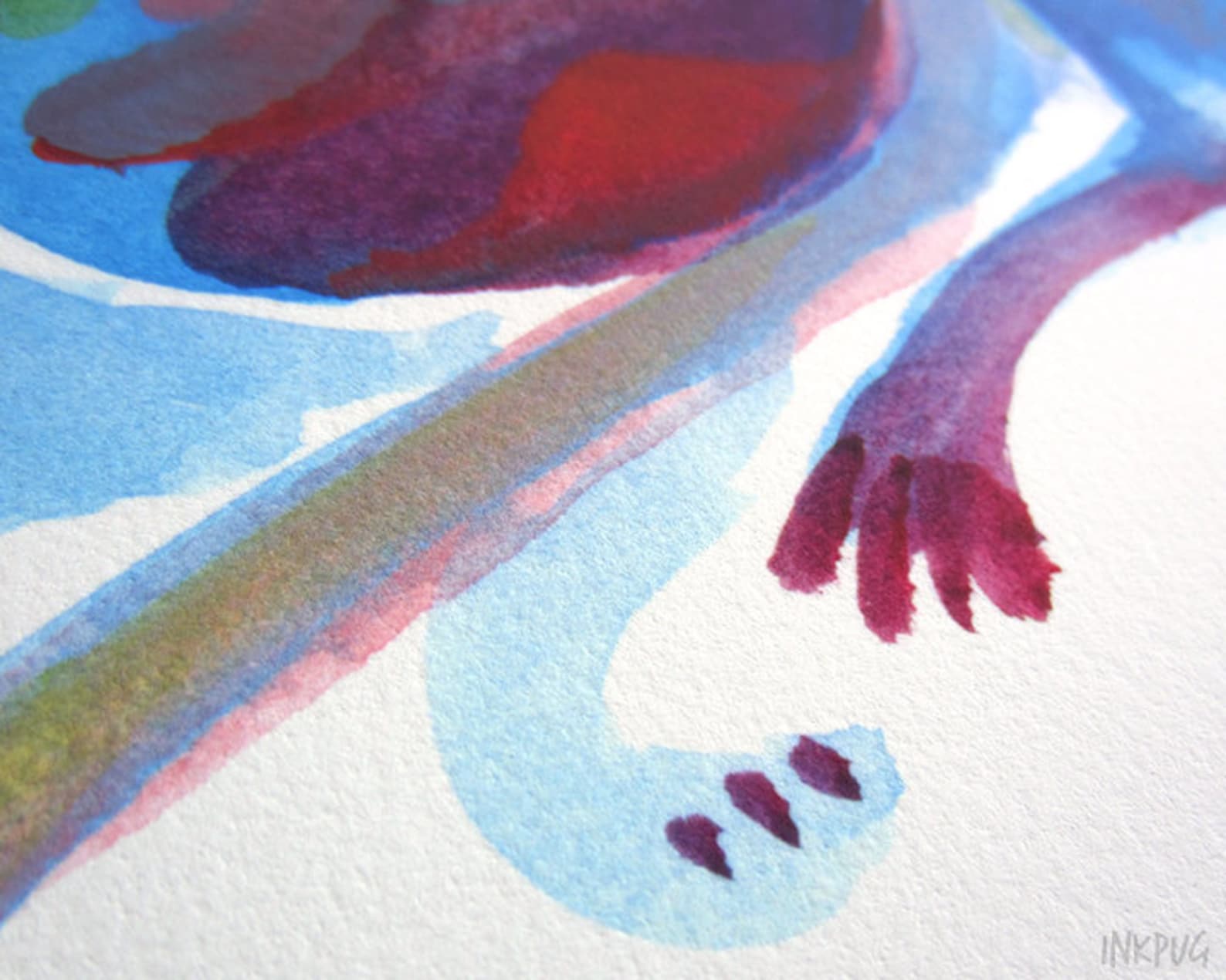 Blue Sleeper Pug Painting Print - Blue Impressionist Art, Dog Bedroom ...