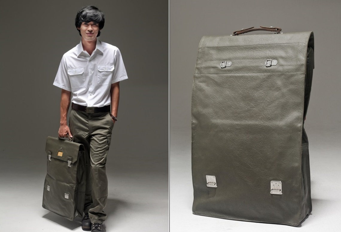 Vintage Swiss Army Vinyl Folding Document Case Briefcase Attache Map ...