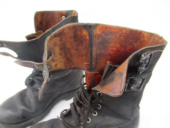 Vintage French army M47 black ranger boots leather pa… - Gem