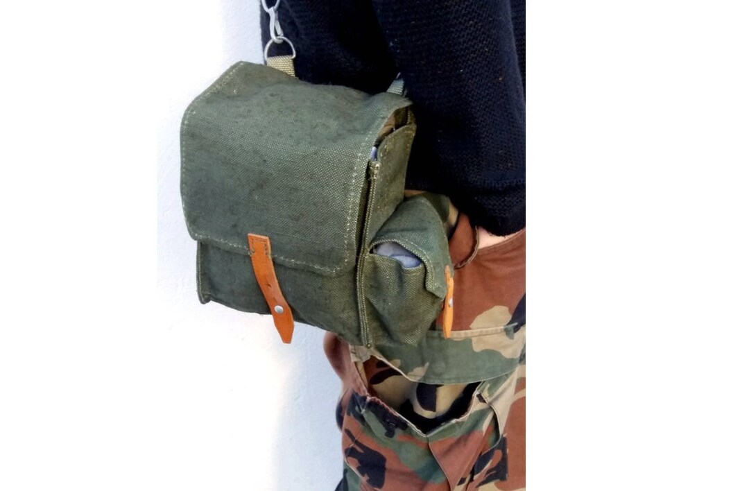 Vintage Polish Army Canvas Grenade Bag Carry Fishing Shoulder Military ...