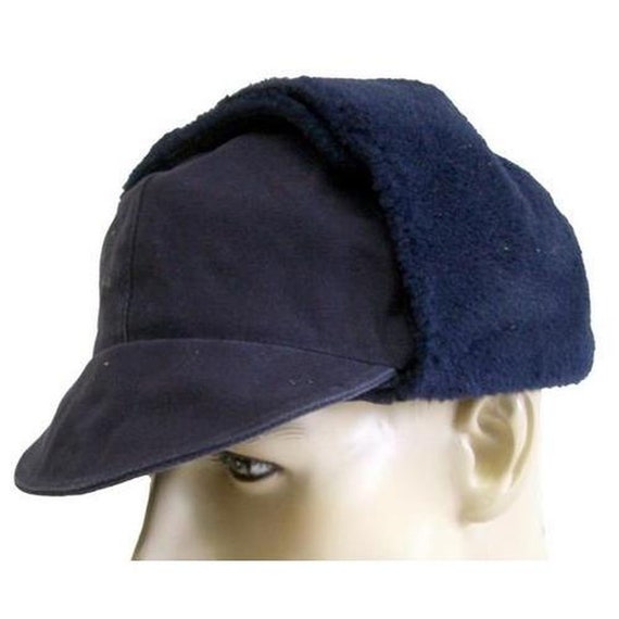 Vintage 1970s 1980s German navy military winter cap b… - Gem