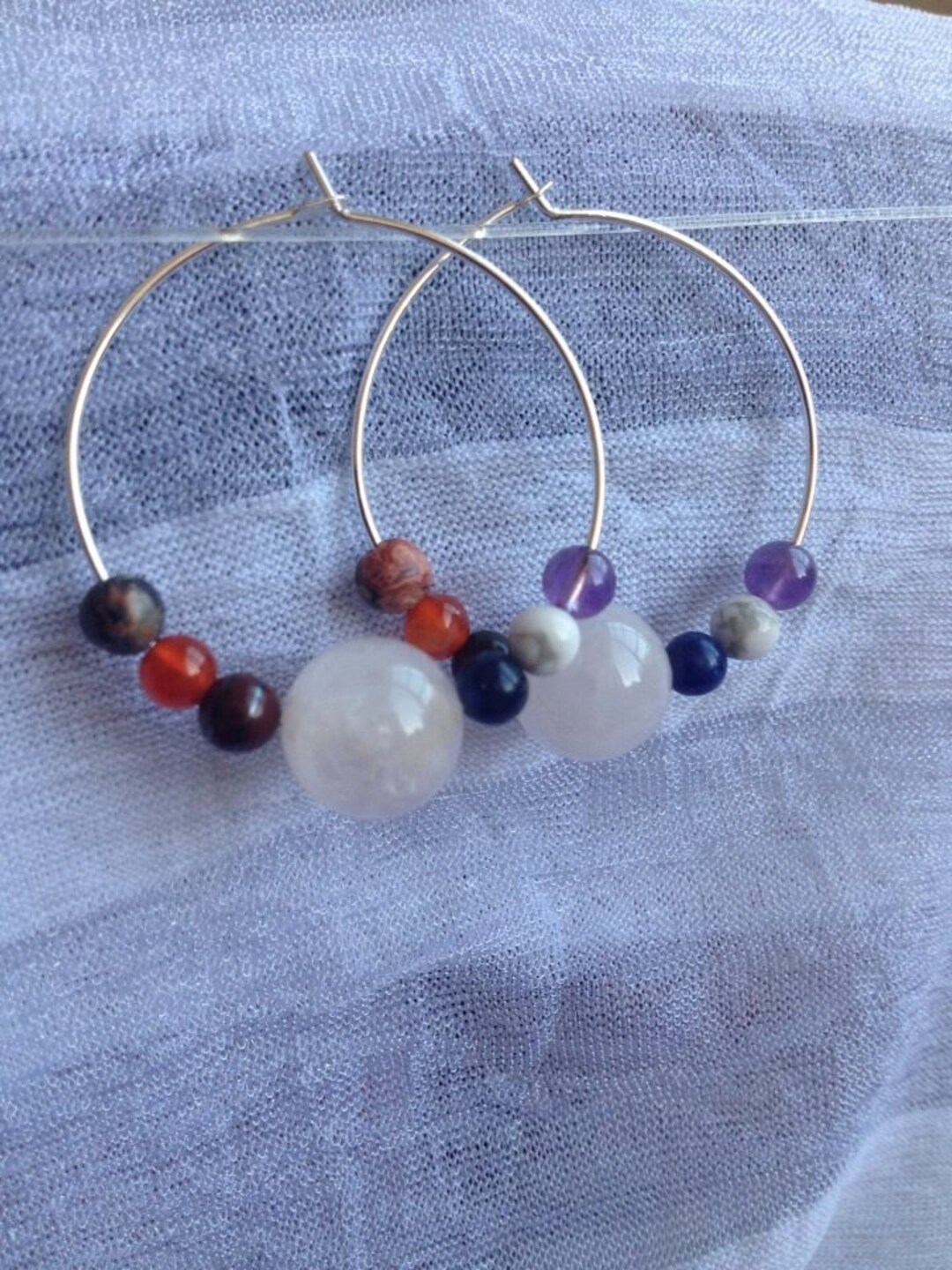 7 Chakra Healing Hoop Earrings - Etsy