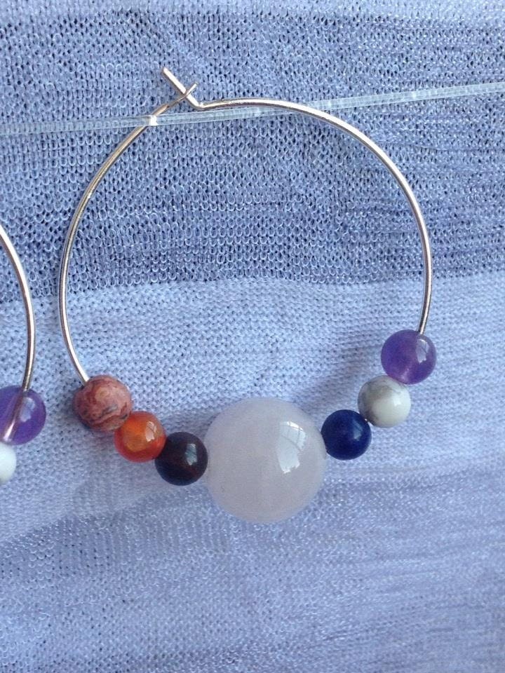 7 Chakra Healing Hoop Earrings - Etsy