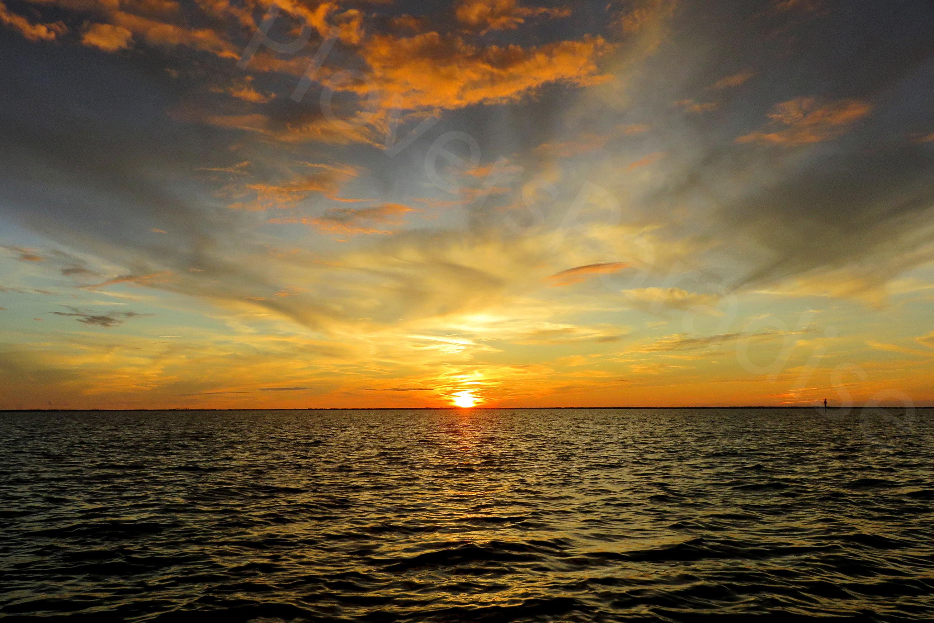 DIGITAL Beautiful Orange Summer Sunset Over Water // Sunset Photograph ...