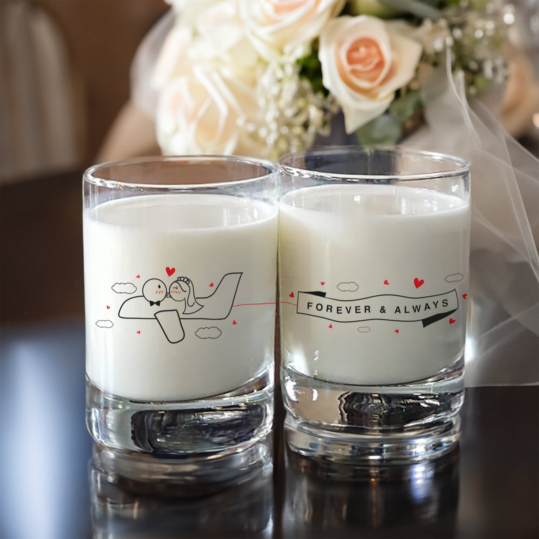 Boldloft Forever Always Wedding Glasses for Bride and Groom Matching ...