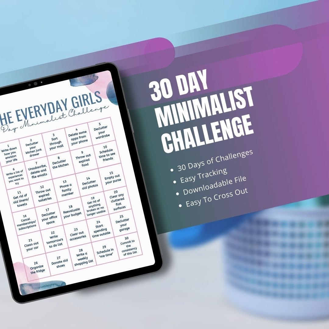 30 Day Minimalist Challenge Board - Etsy