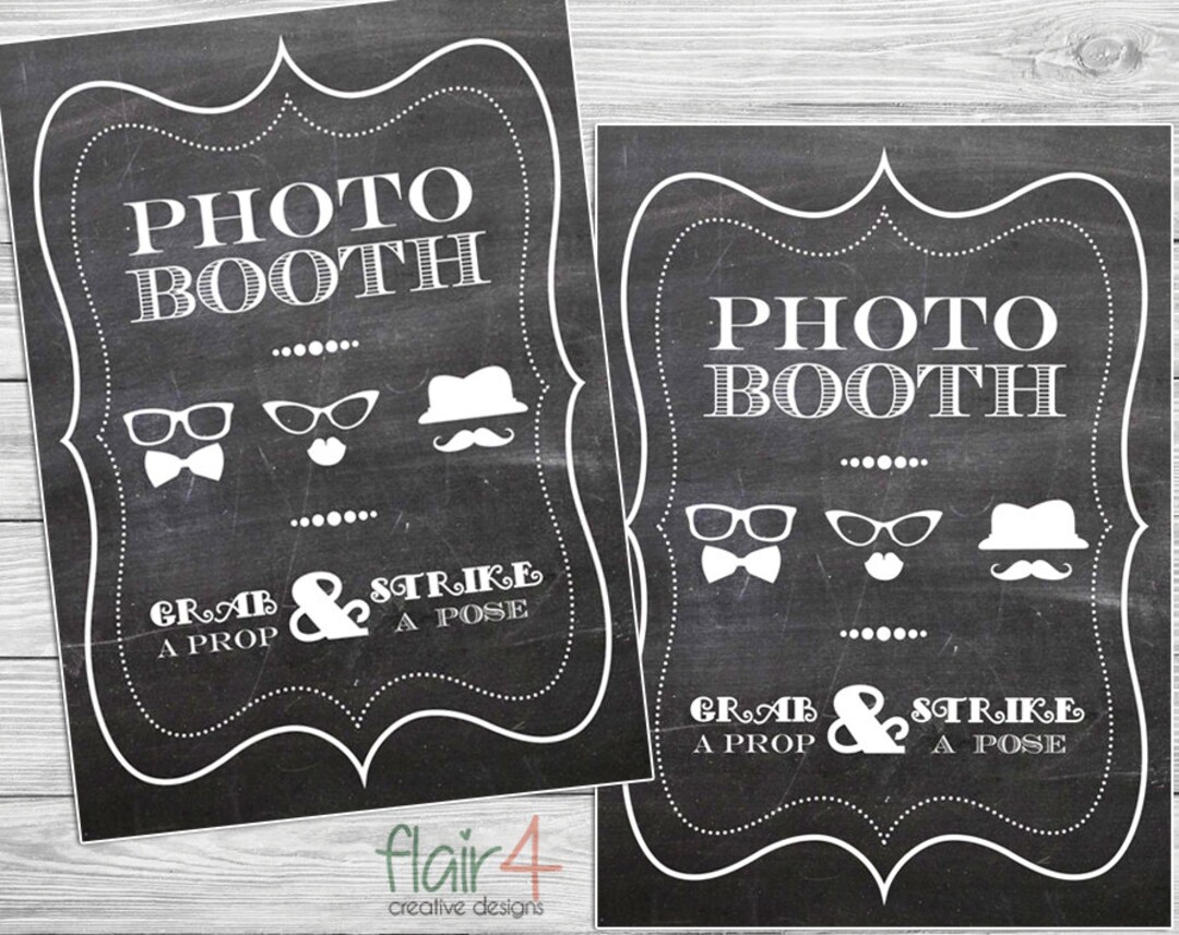 Photo Booth - Chalkboard Printable Sign for Framing - Etsy
