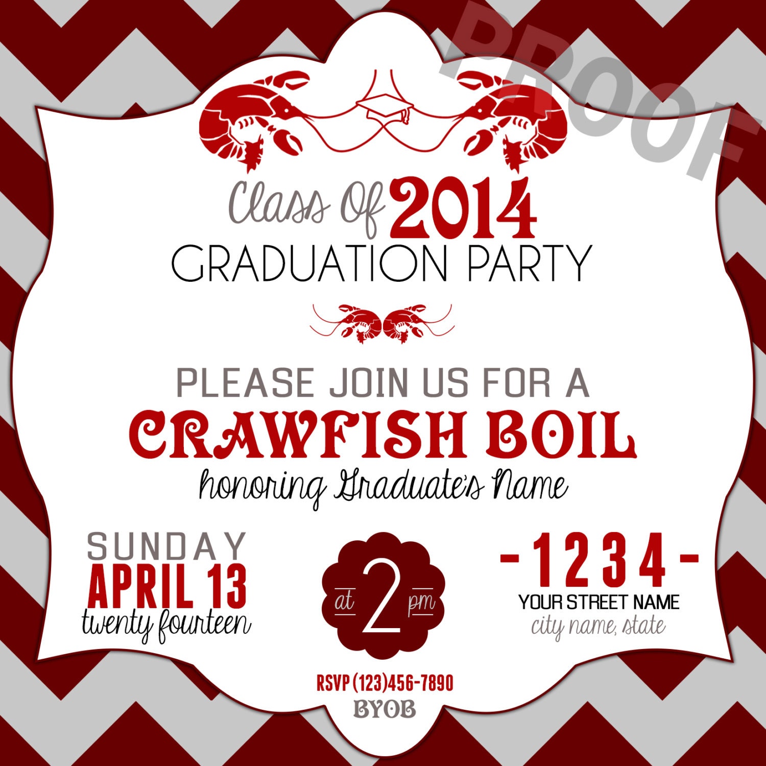 Printable Invitation - Crawfish Boil - LSU- TULANE Graduation Party ...