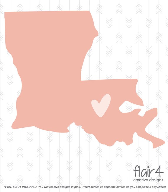 LA State & Heart Louisiana State Svg Dxf Png | Etsy