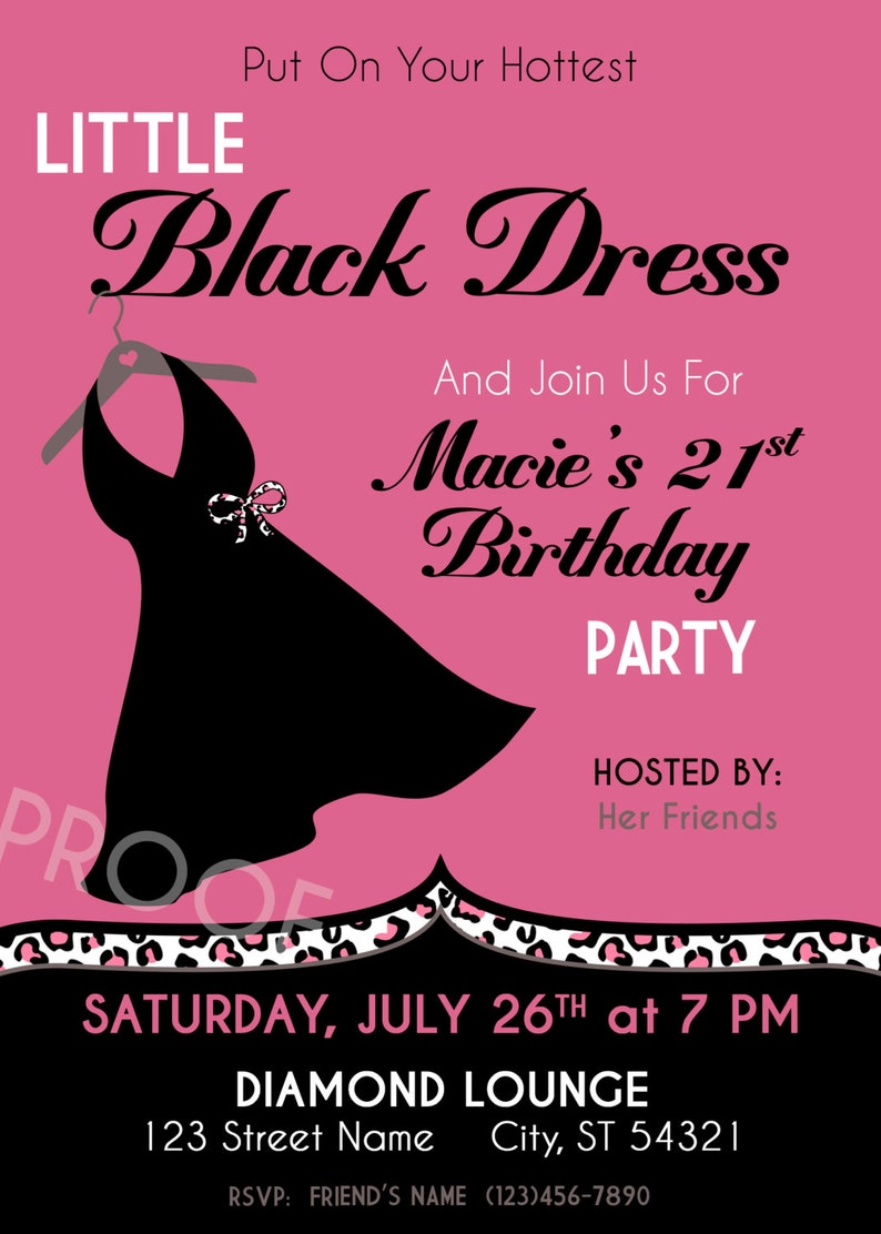 Printable Invitation - Little Black Dress LBD Birthday Party - Digital ...