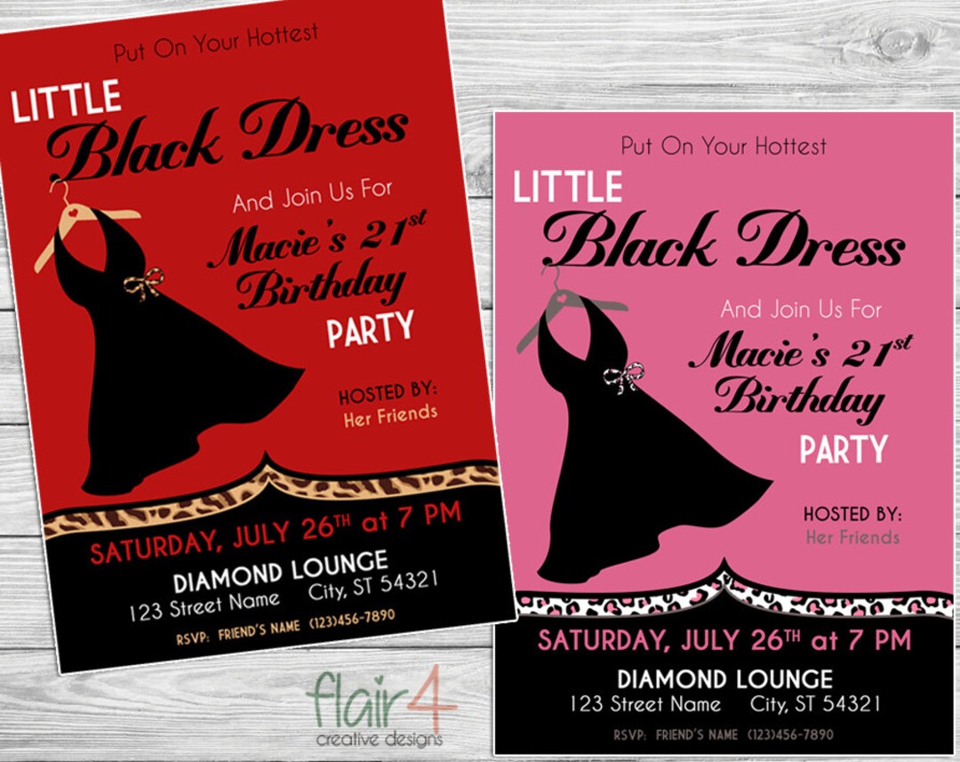 Printable Invitation - Little Black Dress LBD Birthday Party - Digital ...