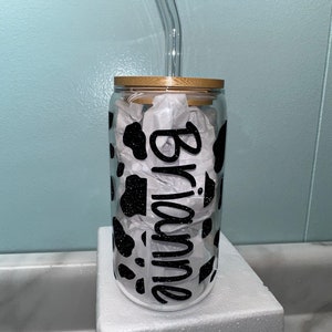 Cow Lovers Cow Print Glass Can Cup - Etsy