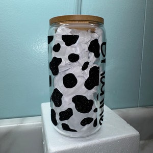 Cow Lovers Cow Print Glass Can Cup - Etsy