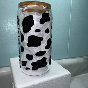 Cow Lovers Cow Print Glass Can Cup - Etsy