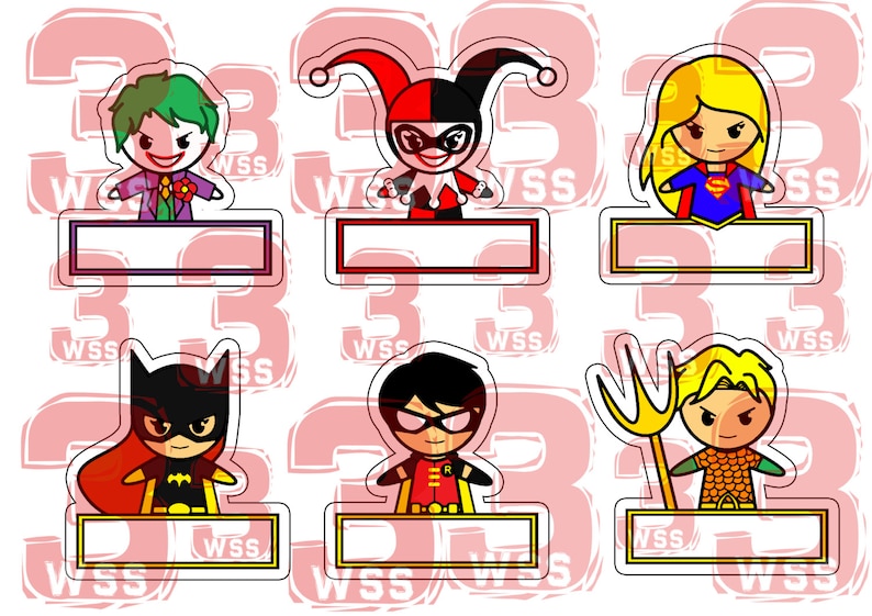 Name Tags Superhero Templates as Toppers or Stickers for - Etsy Singapore