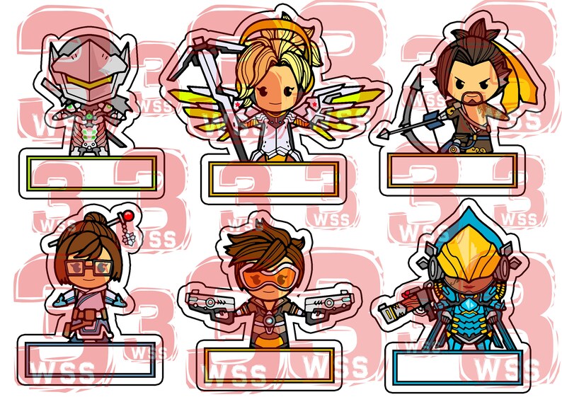 Name Tags OVERWATCH GAMING Templates as Toppers or Stickers for Parties ...