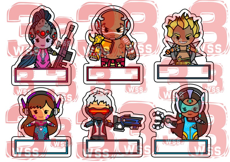 Name Tags OVERWATCH GAMING Templates as Toppers or Stickers for Parties ...