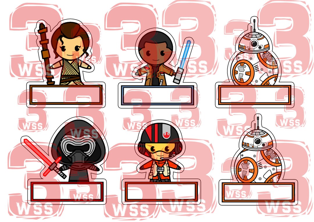 Name Tags Star Wars Templates as Toppers or Stickers for Parties - Etsy