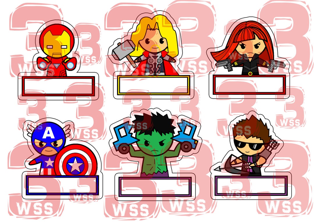 Name Tags Superhero Templates as Toppers or Stickers for Parties - Etsy