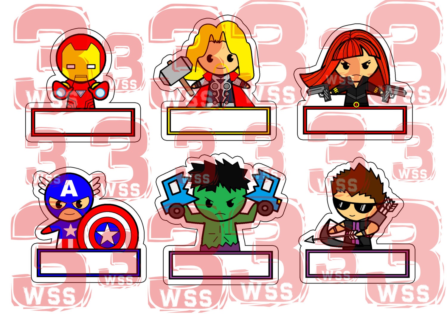 Name Tags Superhero Templates as Toppers or Stickers for Parties - Etsy ...