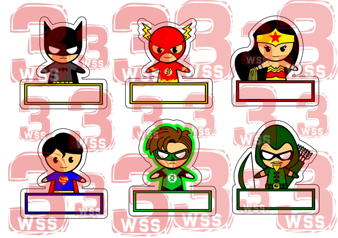 Name Tags Superhero Templates as Toppers or Stickers for Parties - Etsy