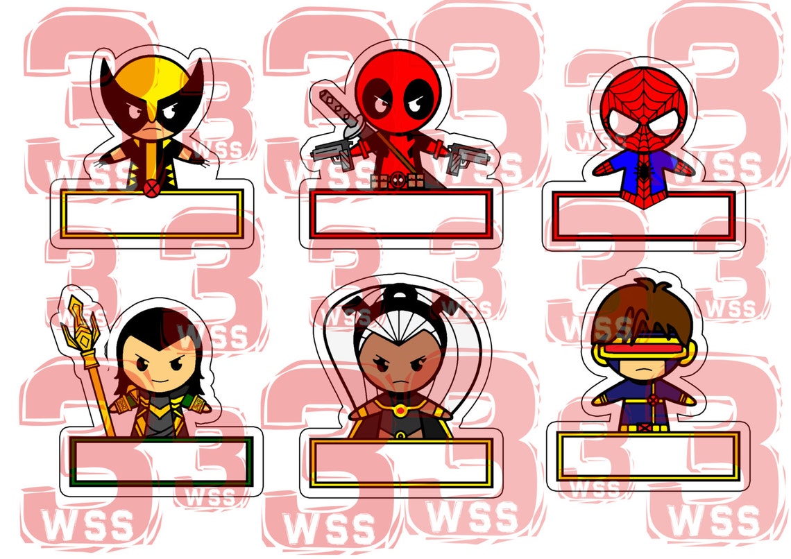 Name Tags Superhero Templates as Toppers or Stickers for - Etsy Singapore