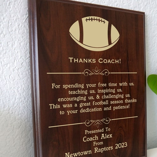 Football Coach Gift Team Plaque Thanks for A Great Season - Etsy