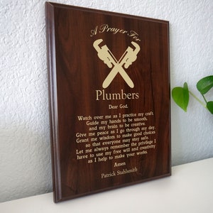 Plumber Prayer Plaque | Personalized Union Plumber Gift | A Plumbing ...
