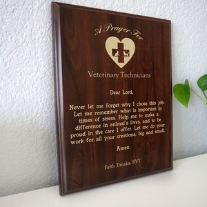 Vet Tech Prayer Plaque | Personalized Veterinary Technicians Graduation ...