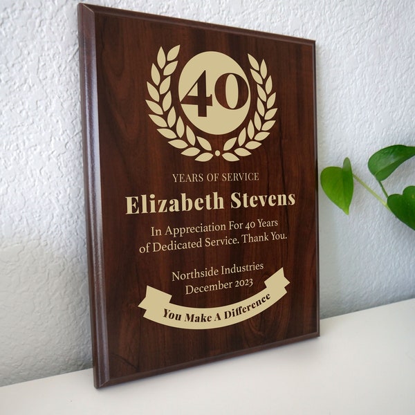 40 Year Service Plaque - Etsy